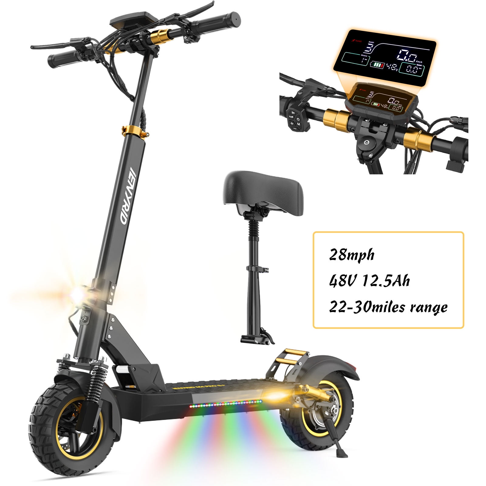 iENYRID Electric Scooter for Adult with Seat, 800W Foldable City ...