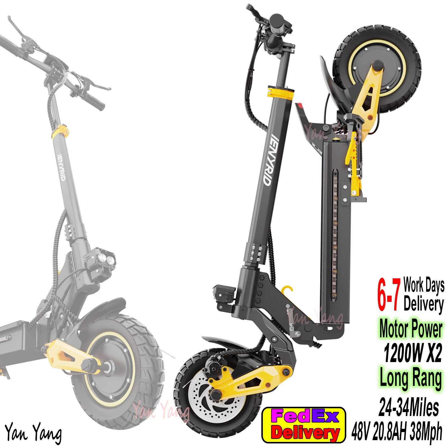 iENYRID Electric Scooter Adults, Commute E Scooter with Seat 2400w Peak ...