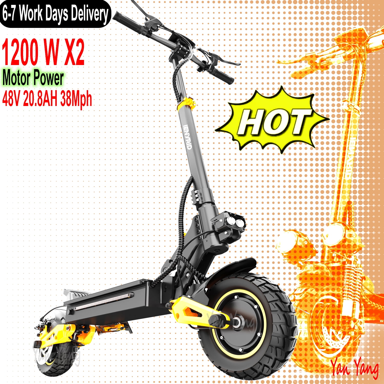 iENYRID Electric Scooter Adults, Commute E Scooter with UL 2272 2400w Peak Output Motor 38 mph ...