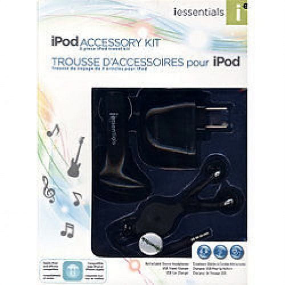 iEssentials 3 Piece iPod/MP3 Travel Accessory Kit. Home & Car Charger ...