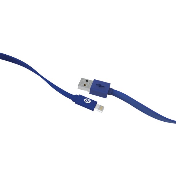 iEssentials IEN-FC4L-BL Charge & Sync Flat Lightning to USB Cable, 4ft ...