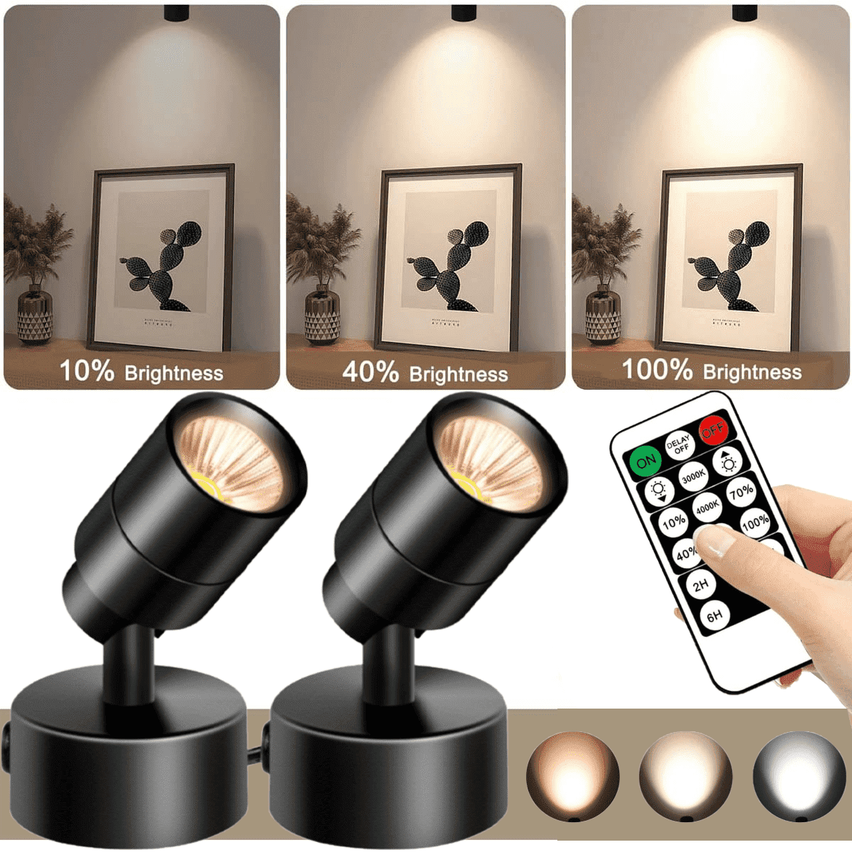 iFCOW 2Pcs LED Indoor Spotlights,Dimmable Art Lights with Timer ...