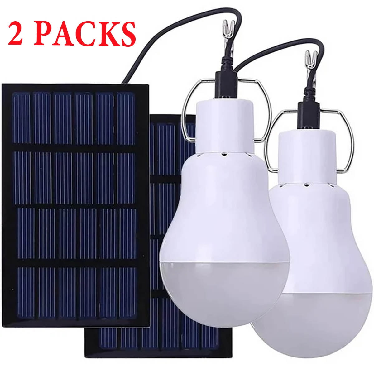 iFCOW 2Pcs Solar Light Bulbs Solar Powered Lamp Solar Energy Panel Led ...