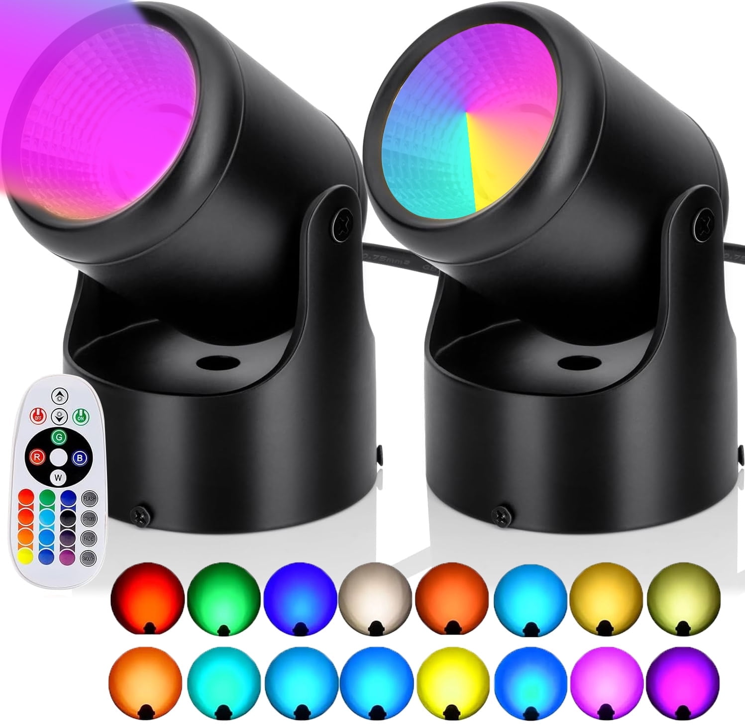 iFCOW RGB Spotlight Indoor/Outdoor,16 Color Changing Up Lights Indoor ...
