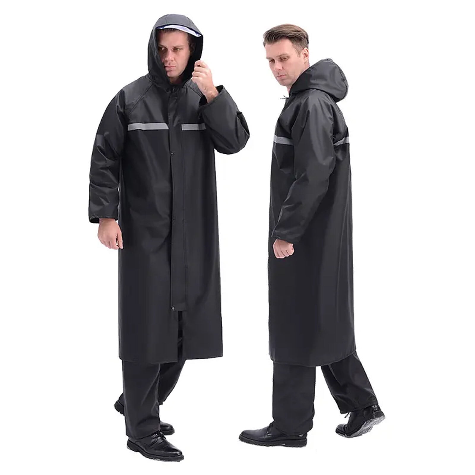 iFCOW Waterproof Raincoat, Men's Long Rain Jacket with Reflective ...