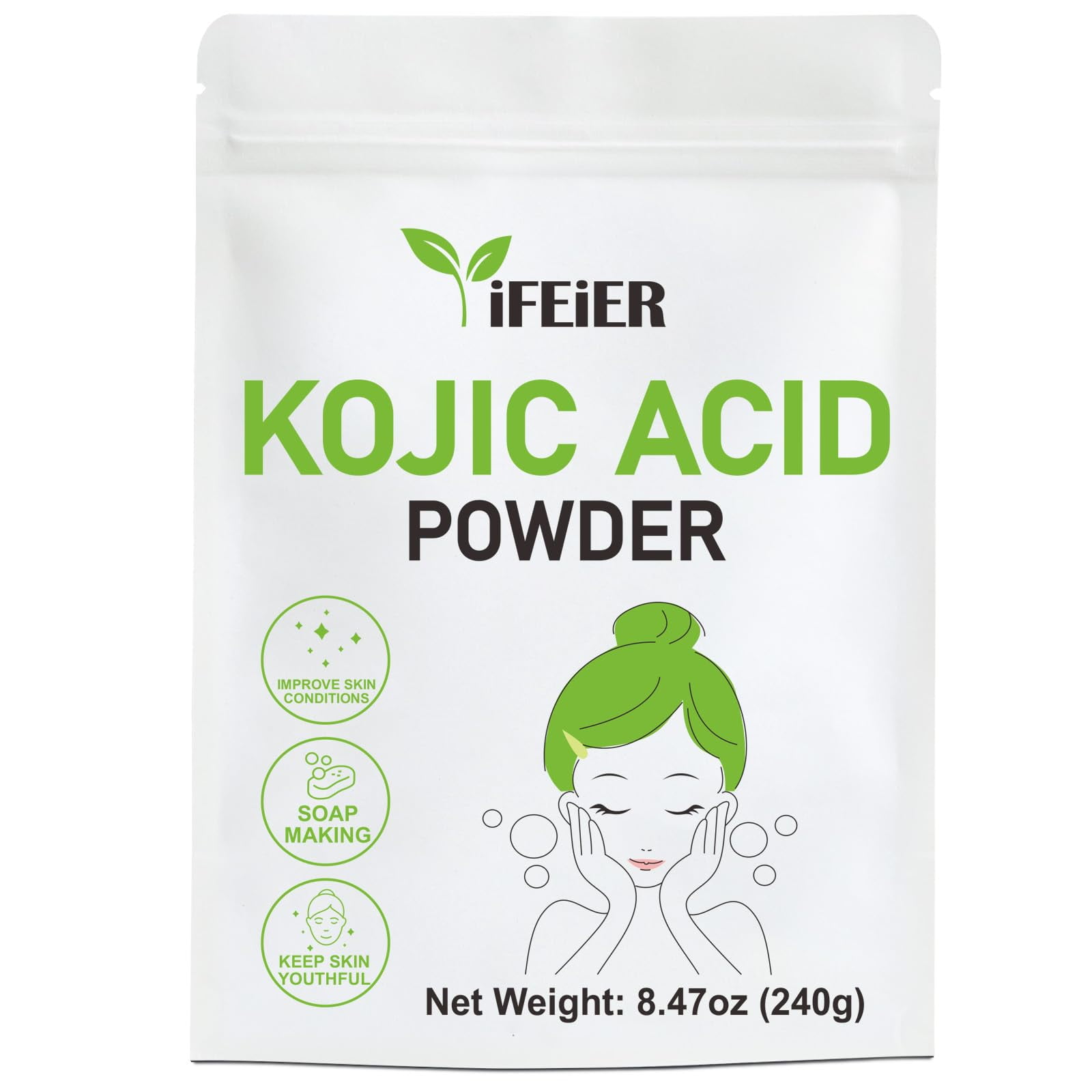 iFEiER Pure Kojic Acid Powder 240g(8.47oz) for Skincare Products and ...