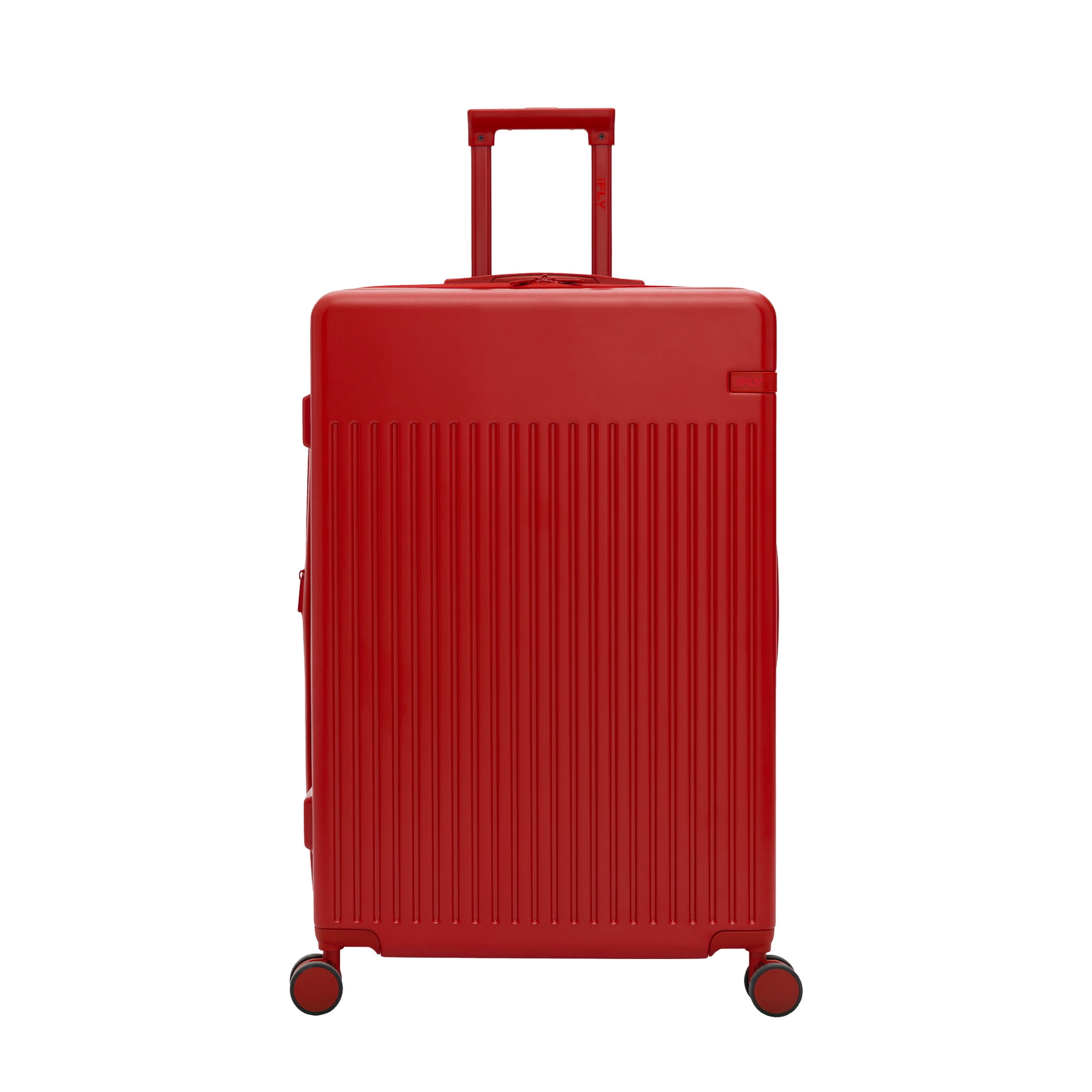iFLY Transit 28" Expandable Hardside Spinner Large Checked Luggage, Red ...