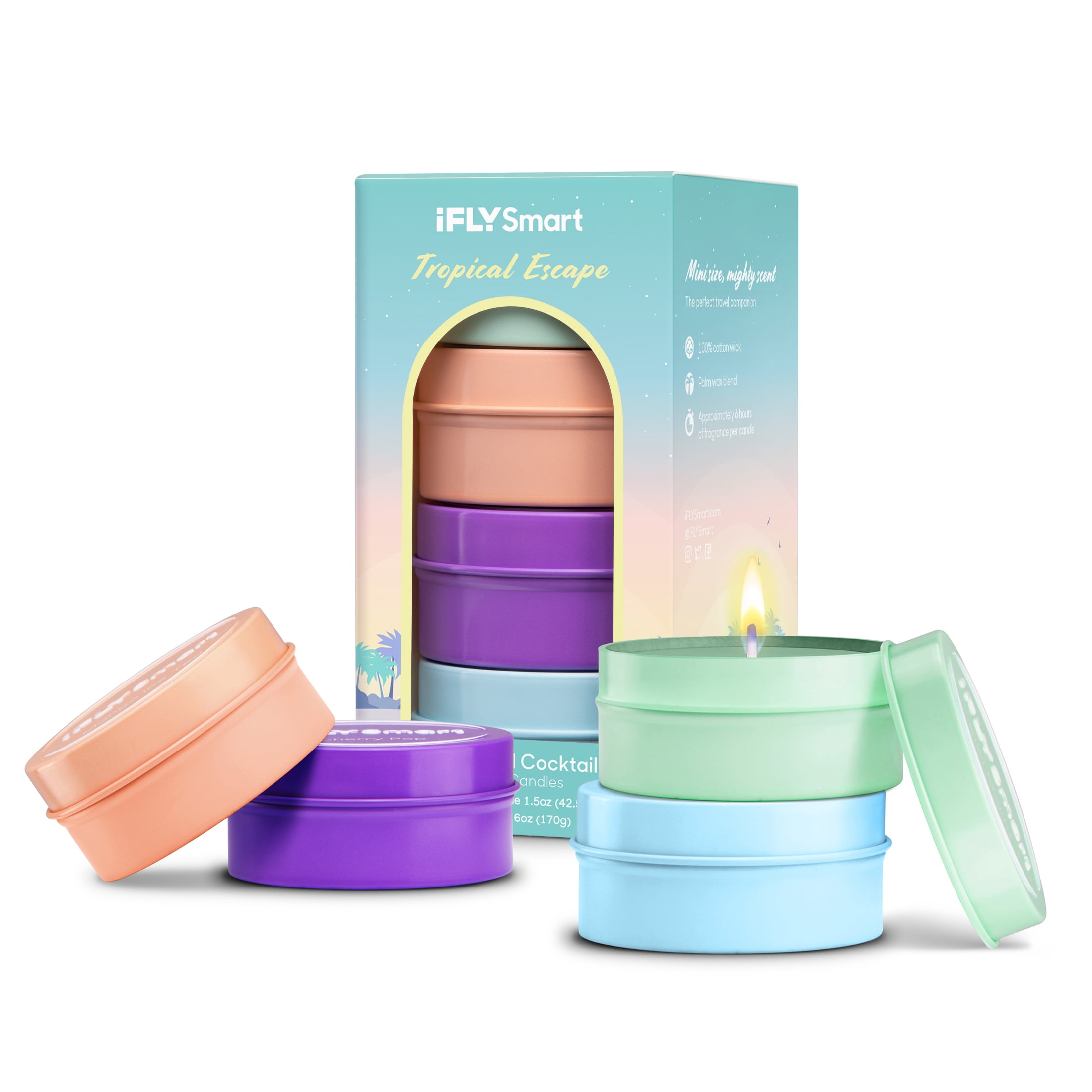 iFLYSmart Travel Candles - Holiday Escape Scents Tin Candles - Walmart.com