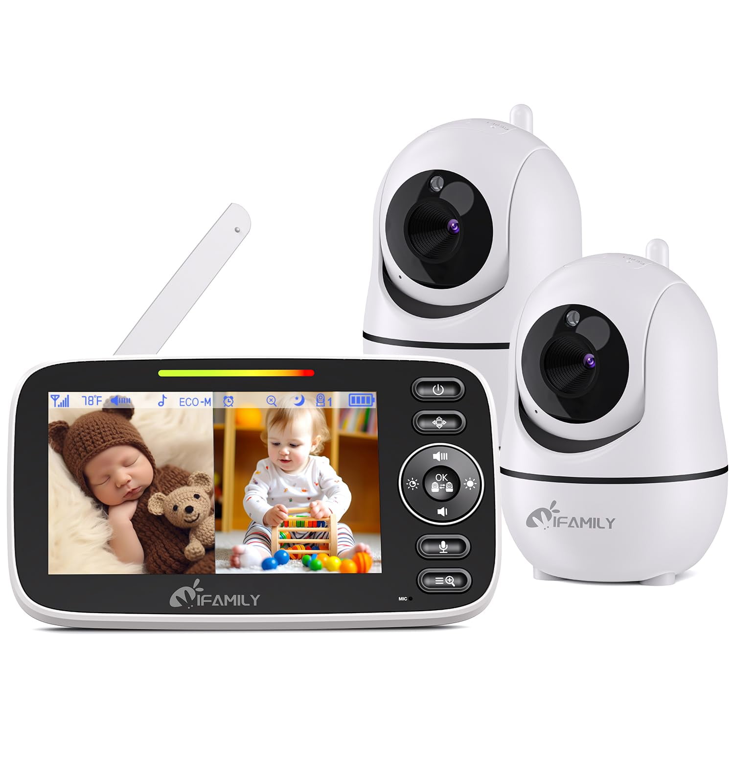 iFamily Split Screen Baby Monitor, Large Display Video Baby Monitor ...
