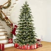 Homestock 7.5ft Artificial Xmas Tree with LED Lights, Snow Flocked, 892 ...