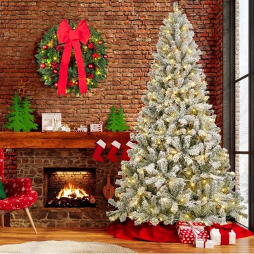 Costway 9 FT Pre-Lit Artificial Christmas Tree with 1228 Frosted Tips ...