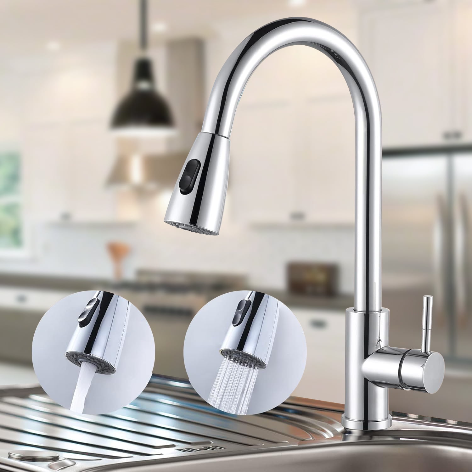 Moen Banbury Chrome Two-Handle High Arc Kitchen Faucet with Side ...