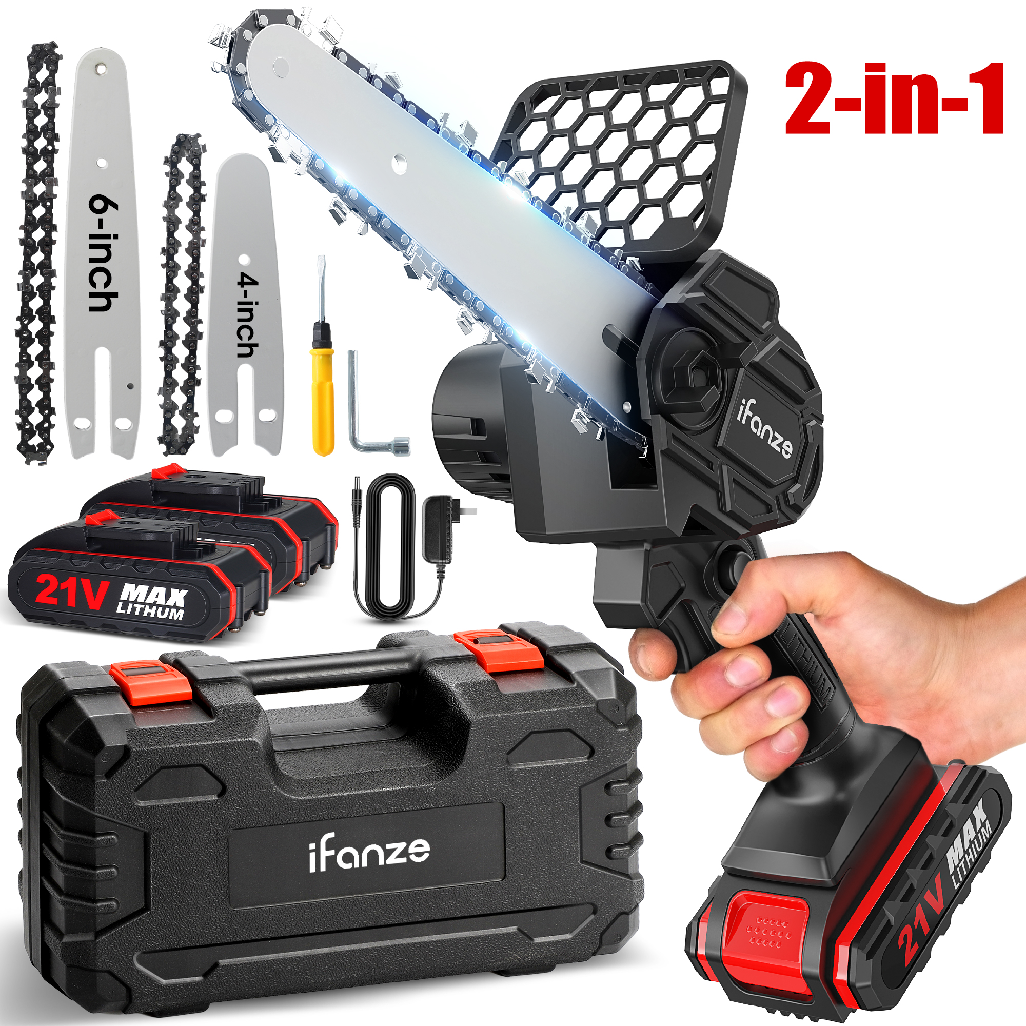 Mini Chainsaw 4-Inch Cordless Electric Portable Chainsaw with Brushless ...