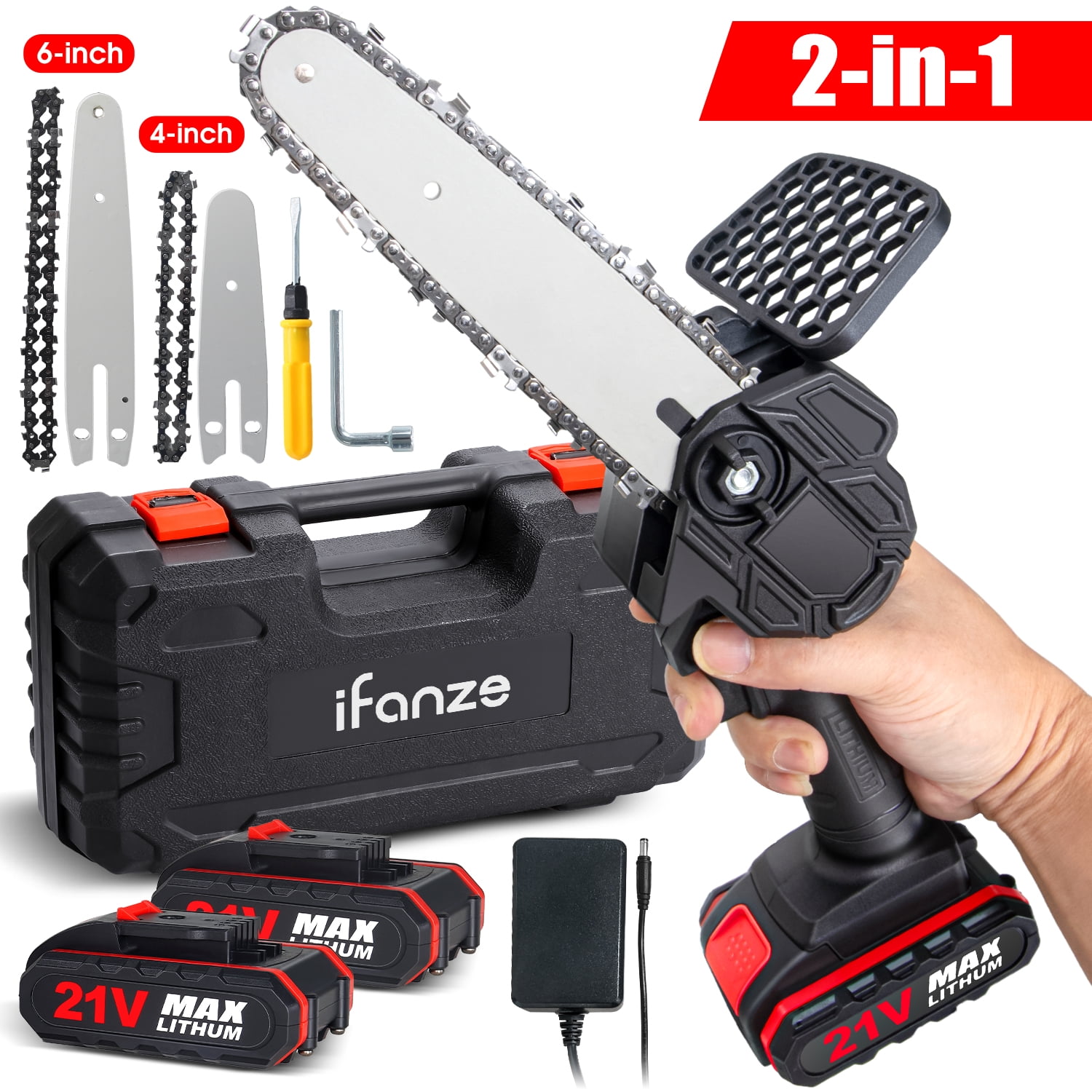 iFanze Mini Chainsaw, 4 & 6-inch Cordless Small Chain Saw with 2 ...