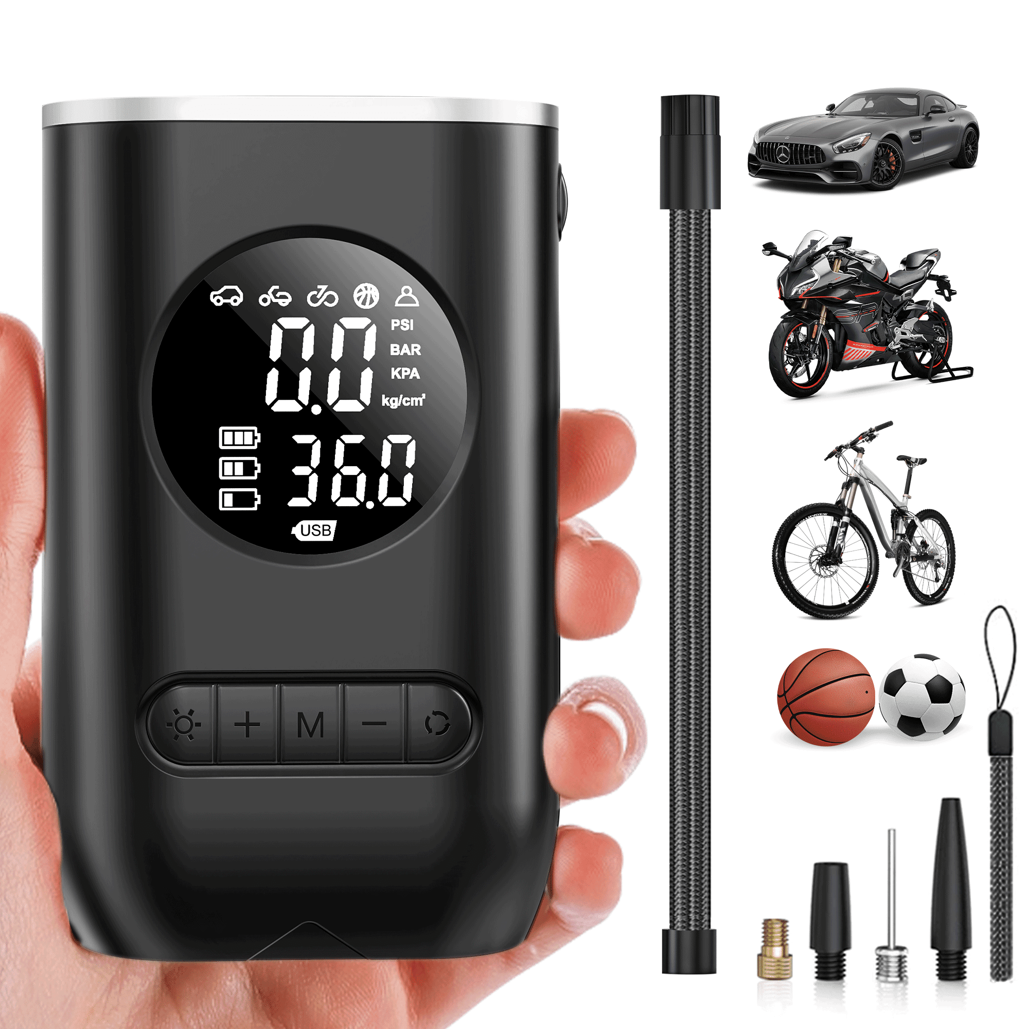 iFanze Tire Inflator Portable Air Compressor, 150PSI Cordless Air Pump ...