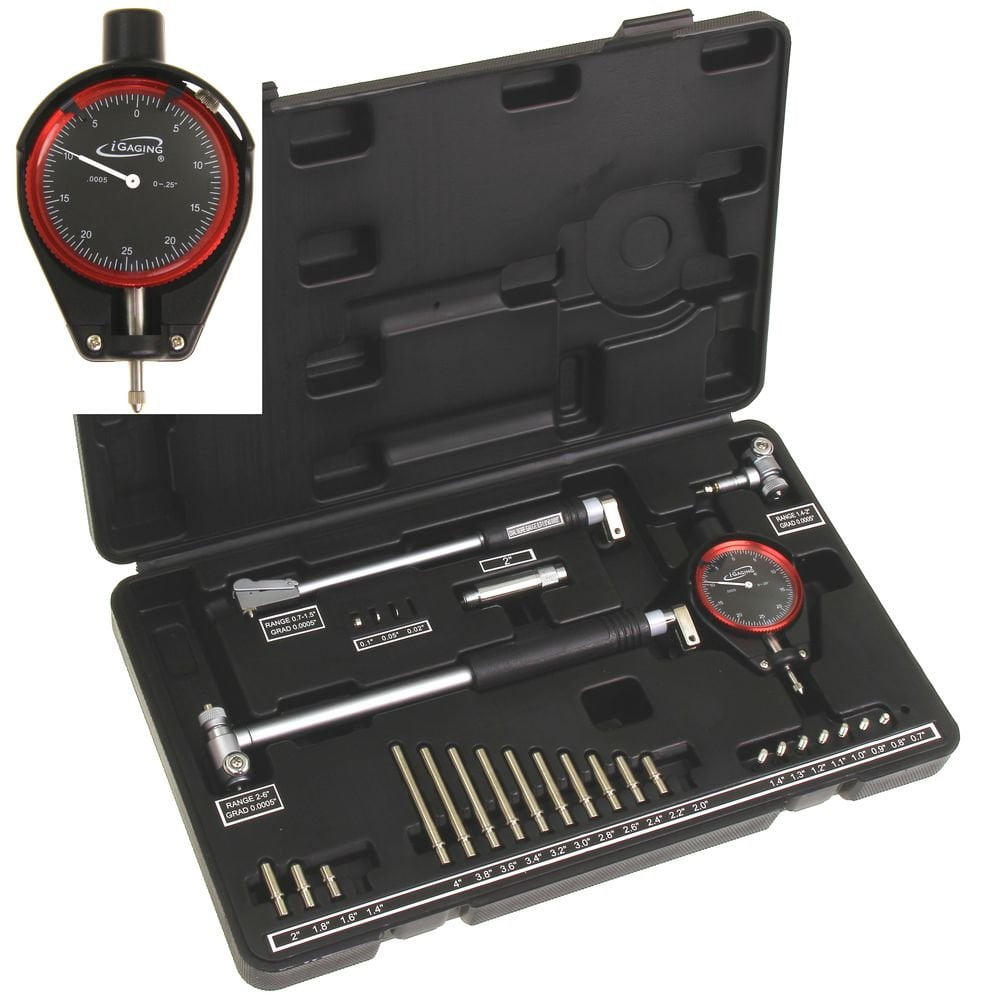 iGaging Dial Bore Gauge 0.7"-6"/0.0005" Deep Engine Hole Cylinder ...