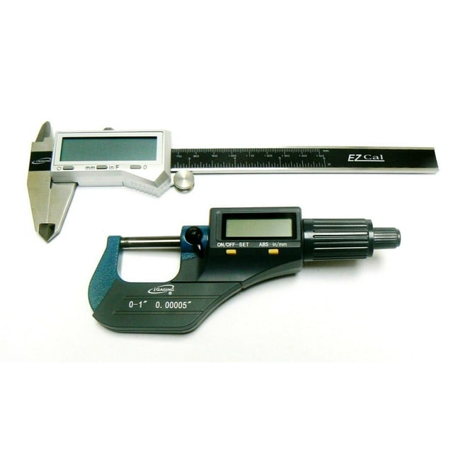 iGaging Digital Electronic Micrometer & Caliper Set Machinist Measuring ...