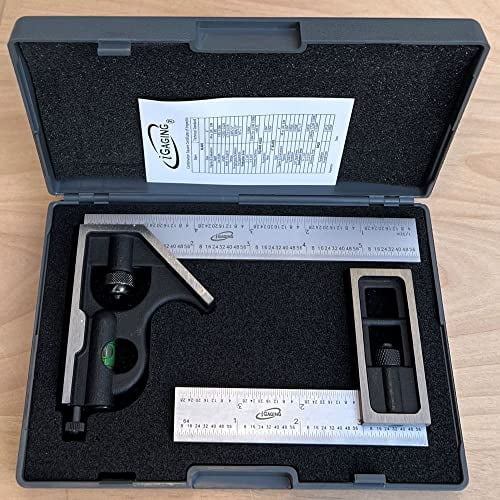 iGaging Square Set 4" Double Square and 6" Combination Square 4R Steel ...