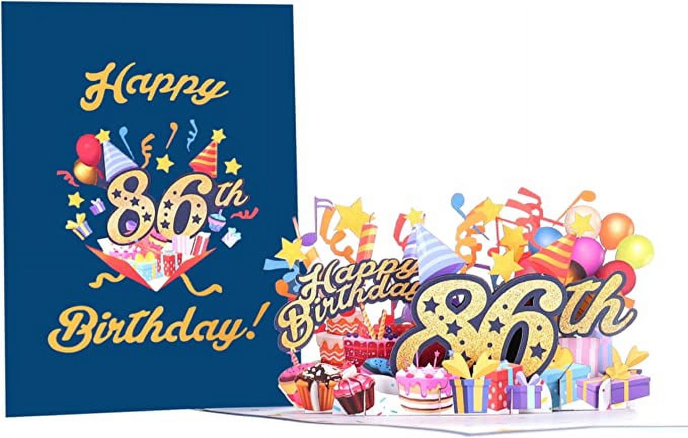 iGifts And Cards Happy 86th Blue Birthday 3D Pop Up Greeting Card ...