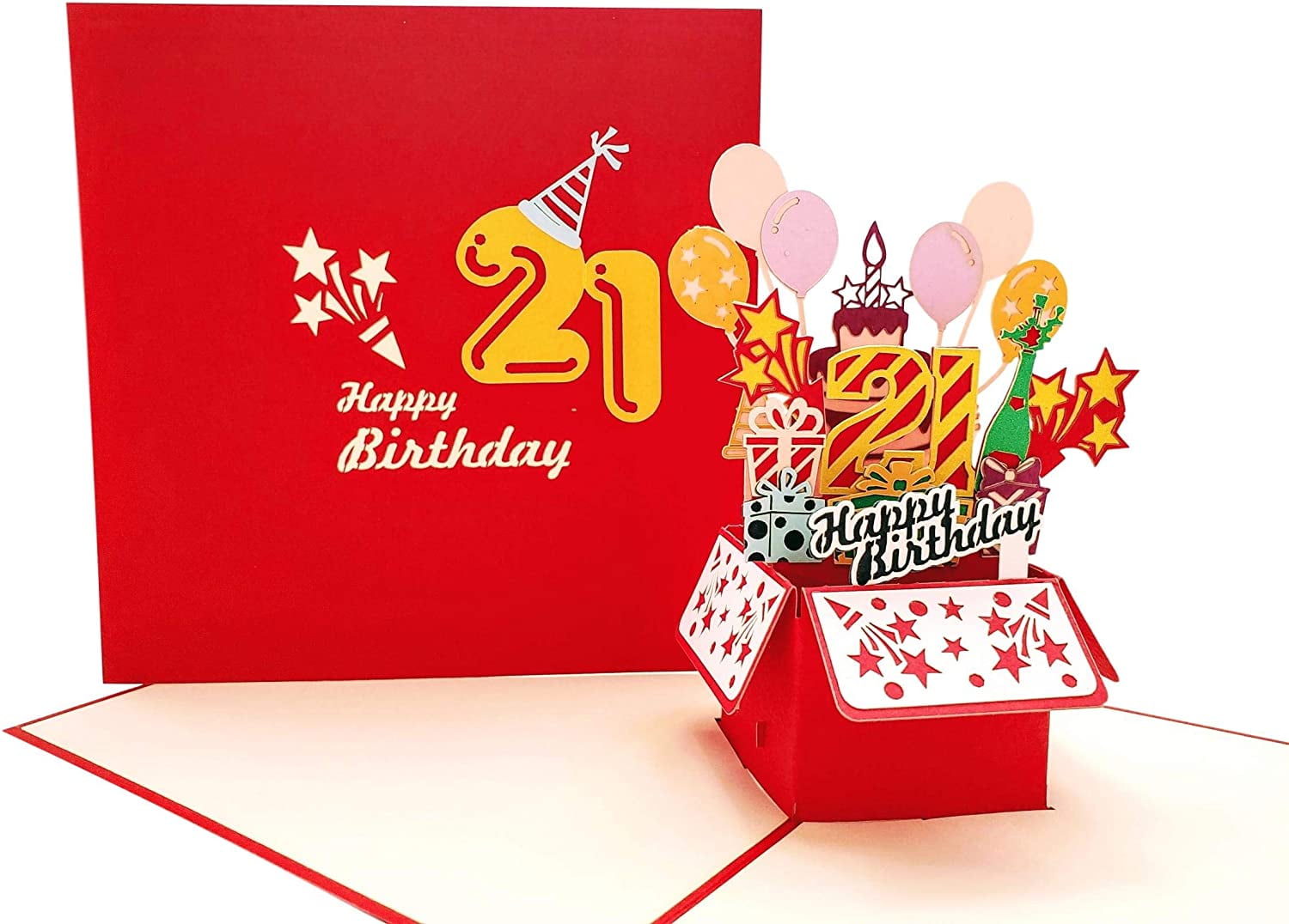 iGifts and Cards Happy 21st Red Birthday Party Box 3D Pop up Greeting ...