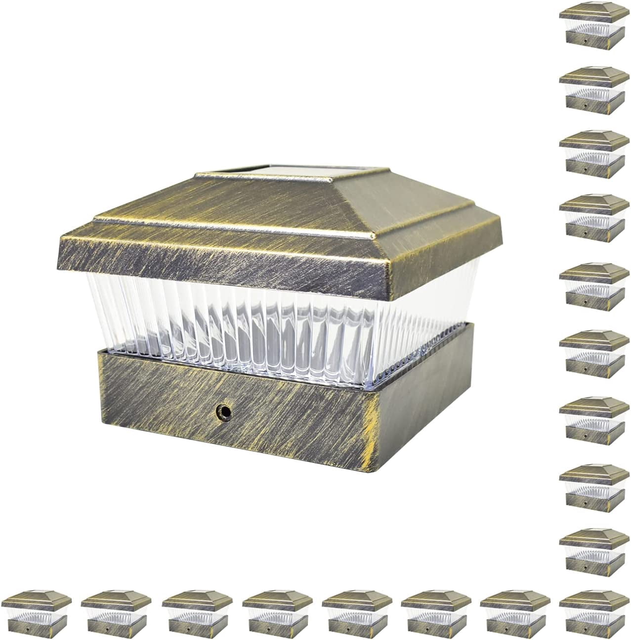 iGlow 18 Pack Vintage Bronze Outdoor Garden 5 x 5 Solar LED Post Deck ...