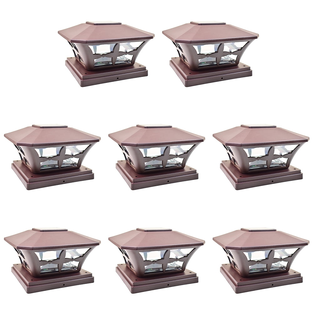 iGlow Solar SMD LED Deck Lights, PVC Brown, Bright White, 8 Pack ...