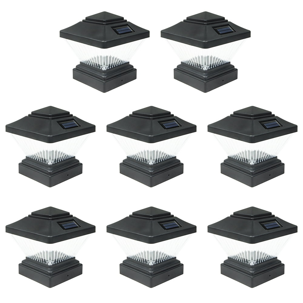 8 Pack Outdoor Garden Solar LED Post Deck Light, 4x4 PVC Wooden Fence ...