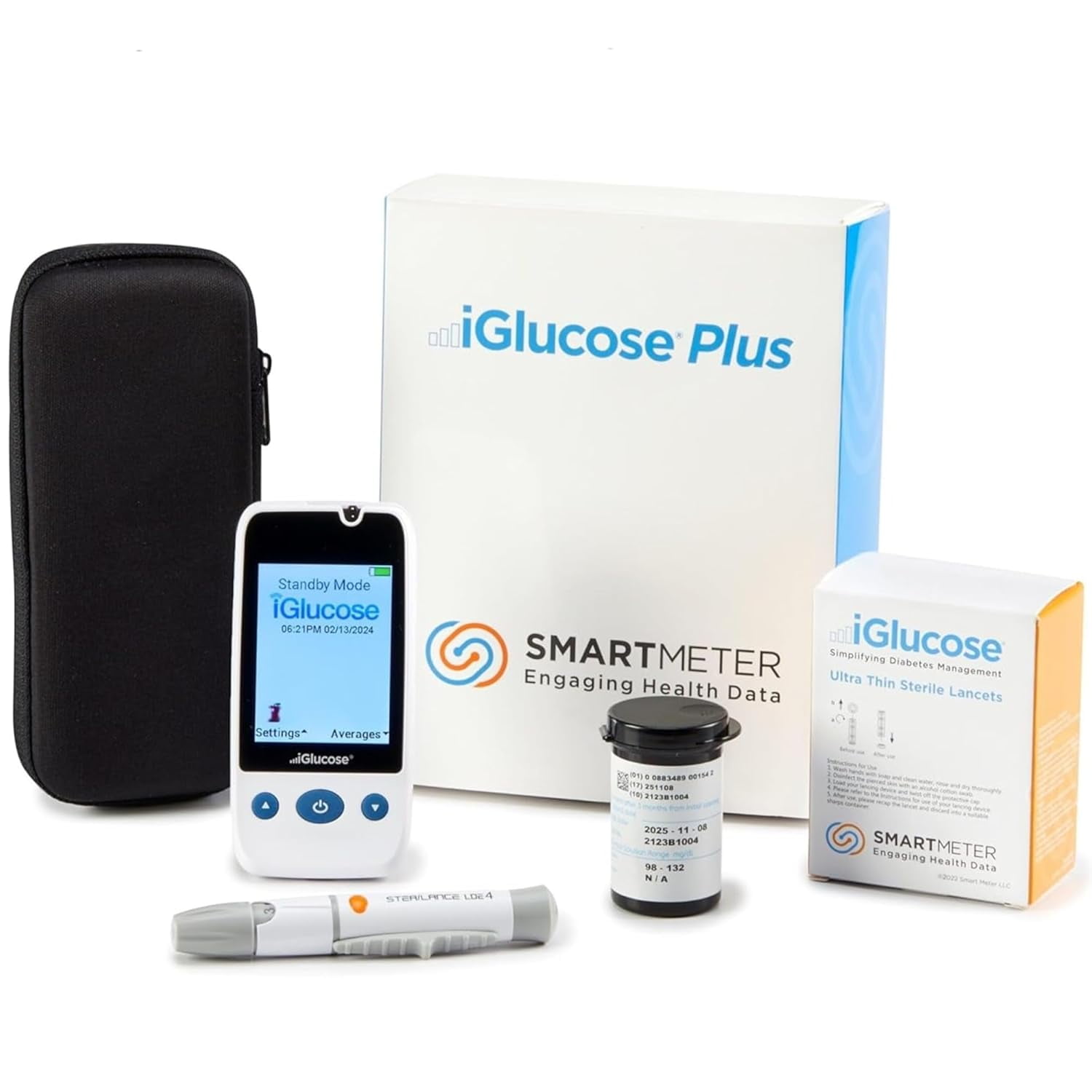 iGlucose Connected Glucose Monitor - Unlimited Test Strips & Lancets ...