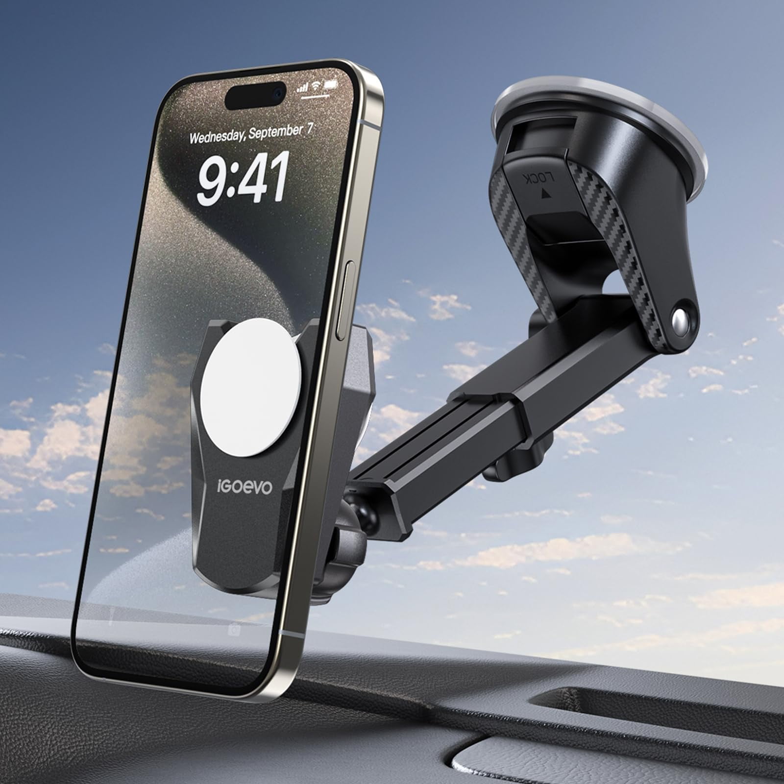 iGoevo Socket Phone Mount SSF20 for Car Dashboard Windshield One-Hand ...