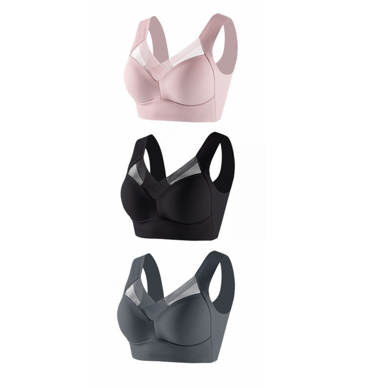 iHPH7 2 Pack Push Up Bralettes for Women Seamless Wirefree Padded Mesh ...