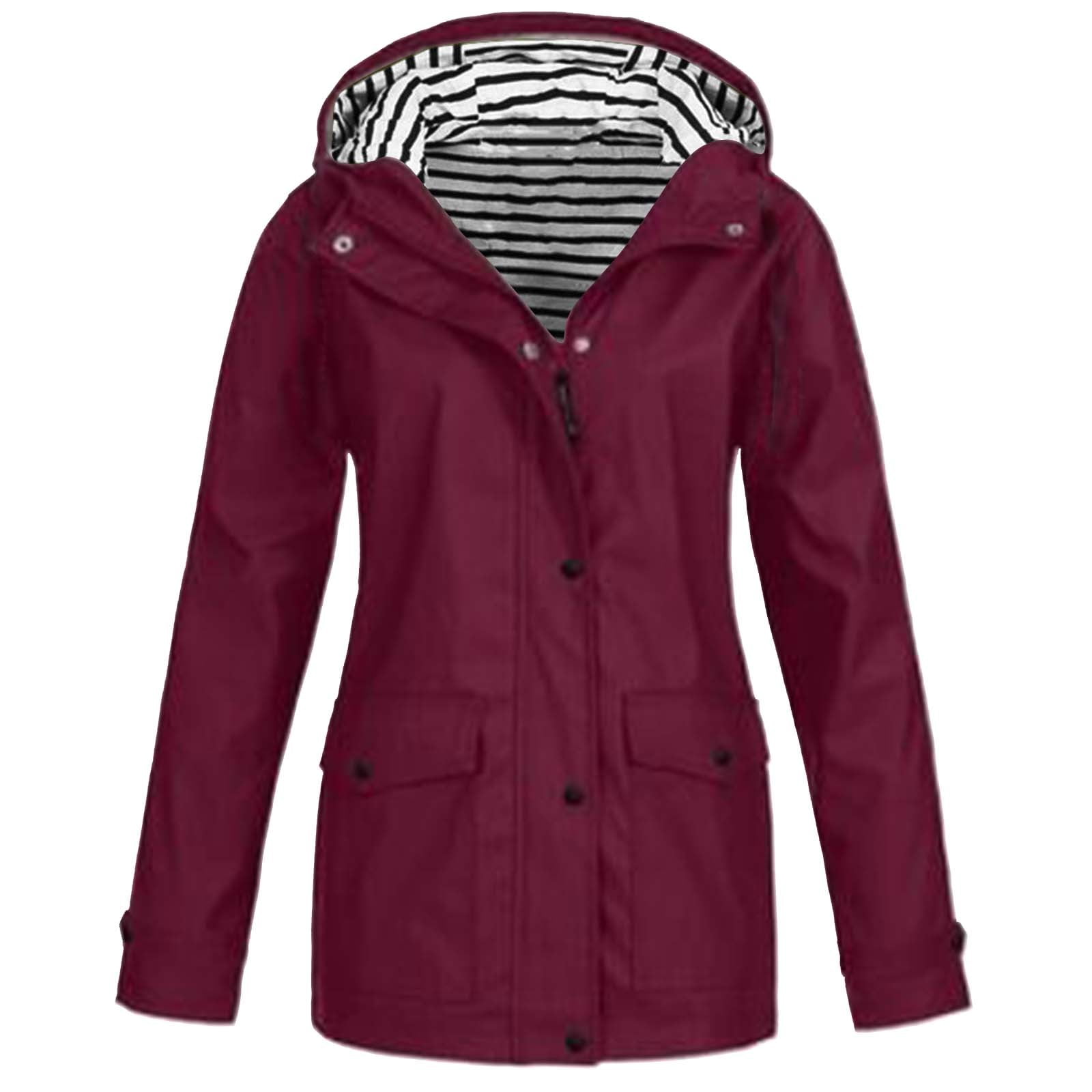 iHPH7 Hiking Rain Jacket Women Long Rain Coat for Women Waterproof Fall ...