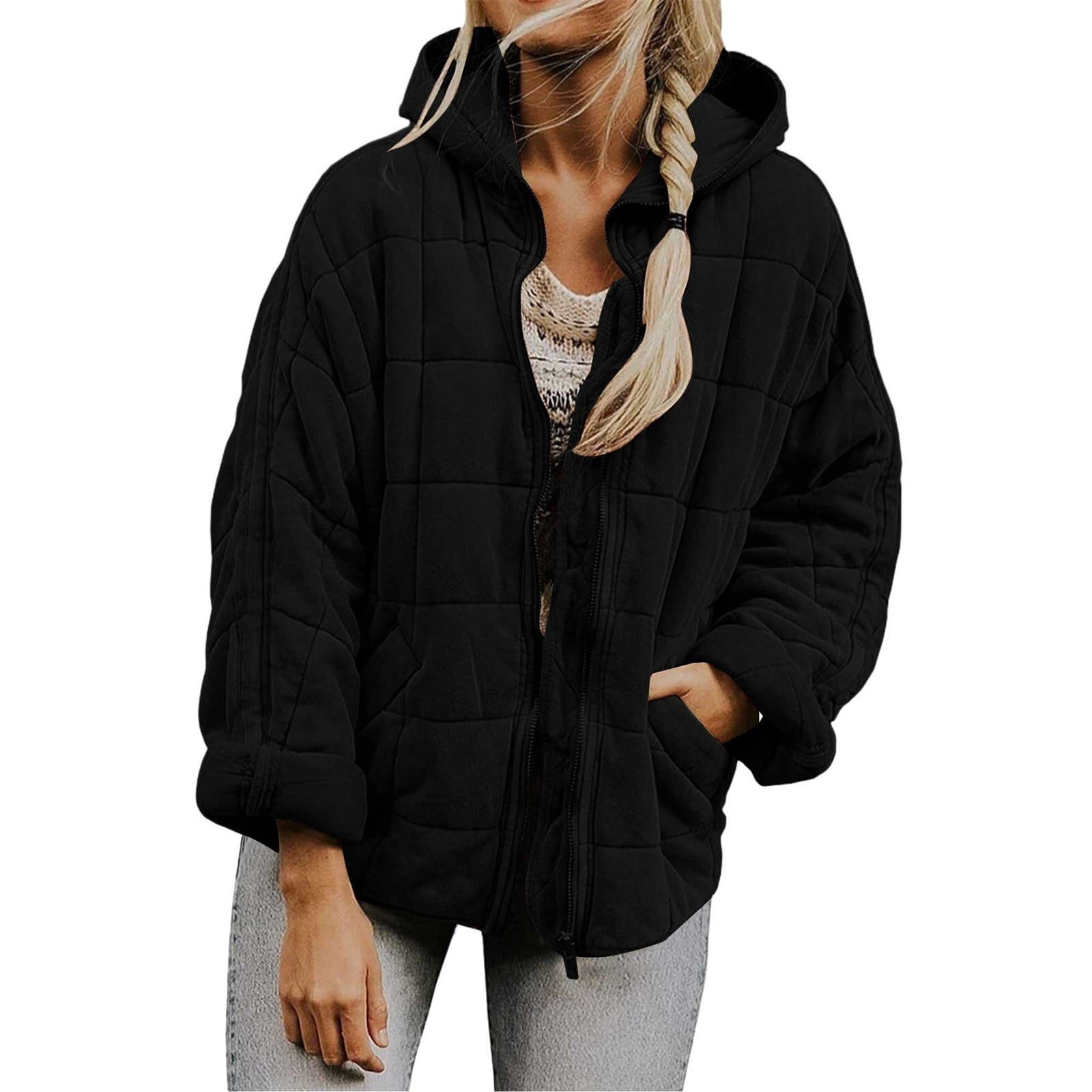 iHPH7 Puffer Jacket Womens Casual Outerwear Hooded Puffer Jacket Women ...