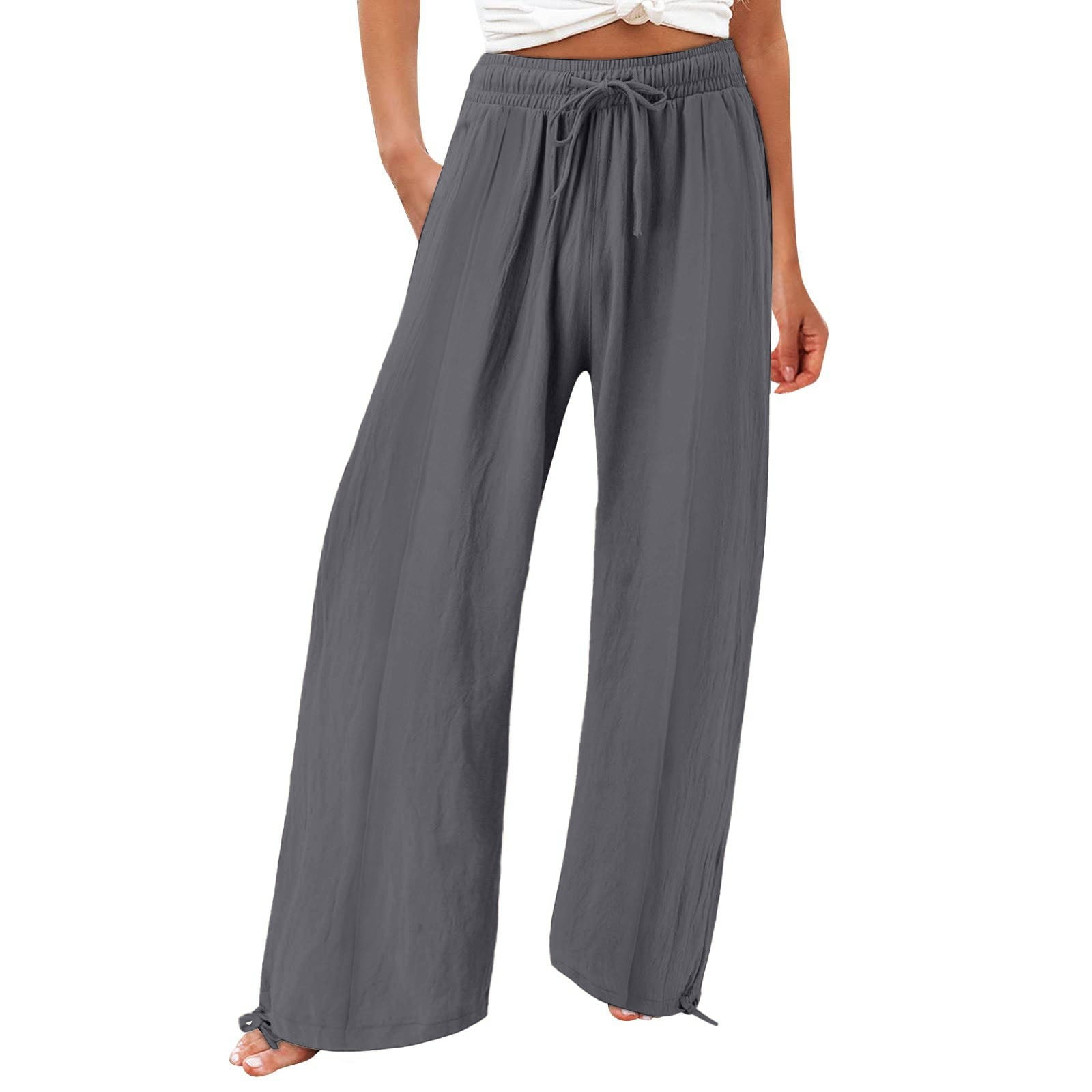 iHPH7 Wide Leg Pants Woman, Palazzo Pants for Women, Linen Pants Women ...