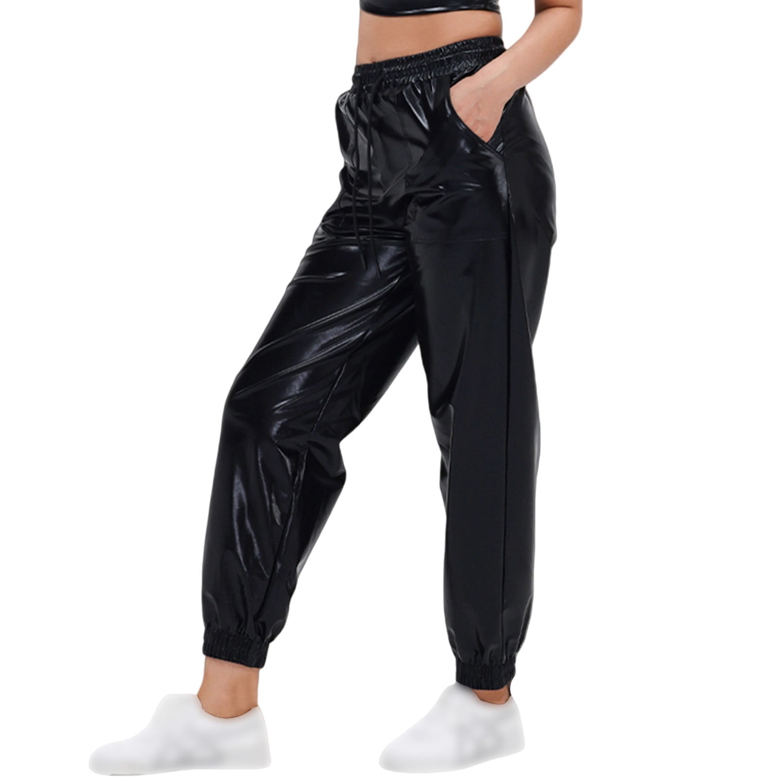 iHPH7 Women's Metallic Shiny Jogger Casual Holographic Color Streetwear ...