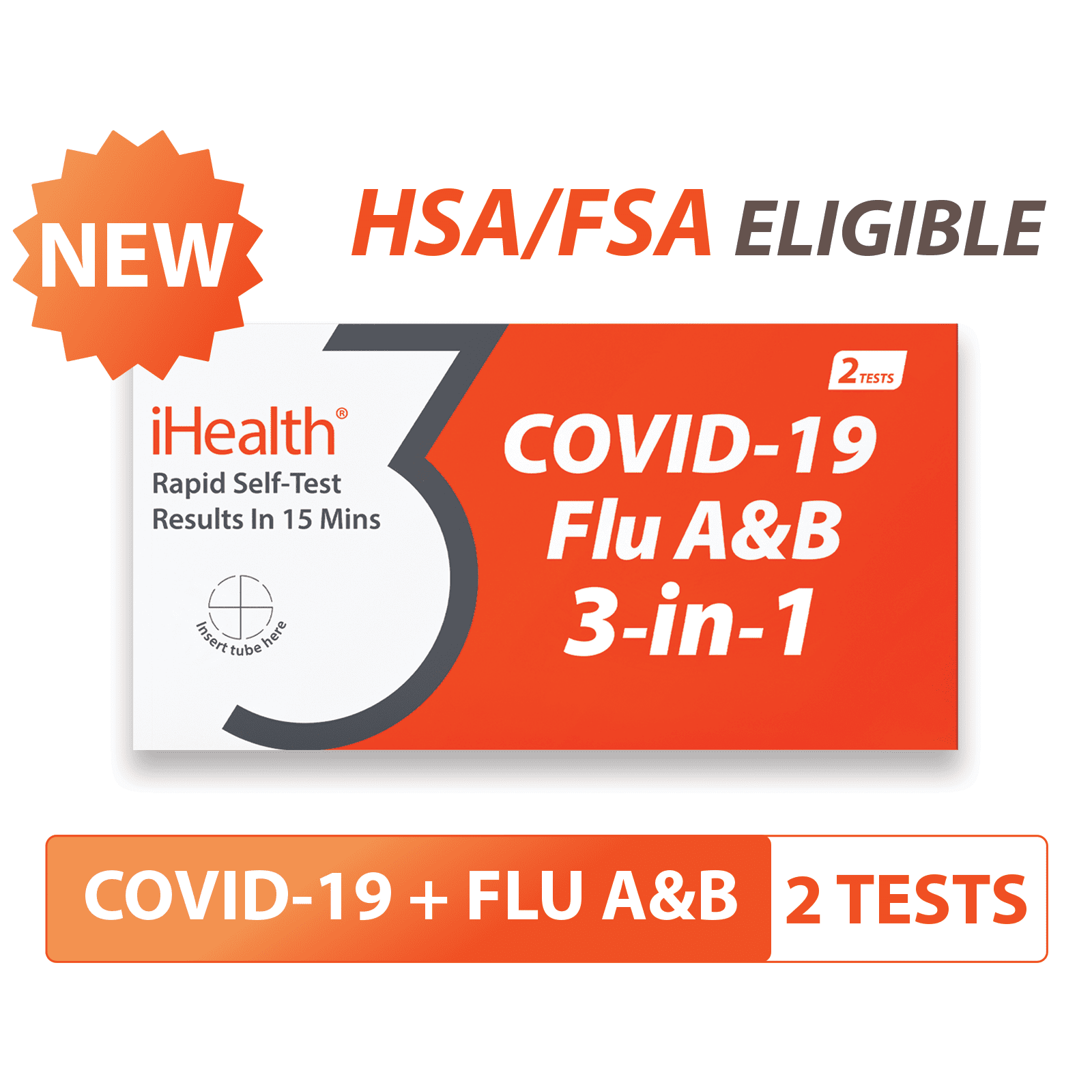 iHealth COVID-19 & Flu A/B Rapid Antigen Home Test, 2 Tests HSA/FSA ...