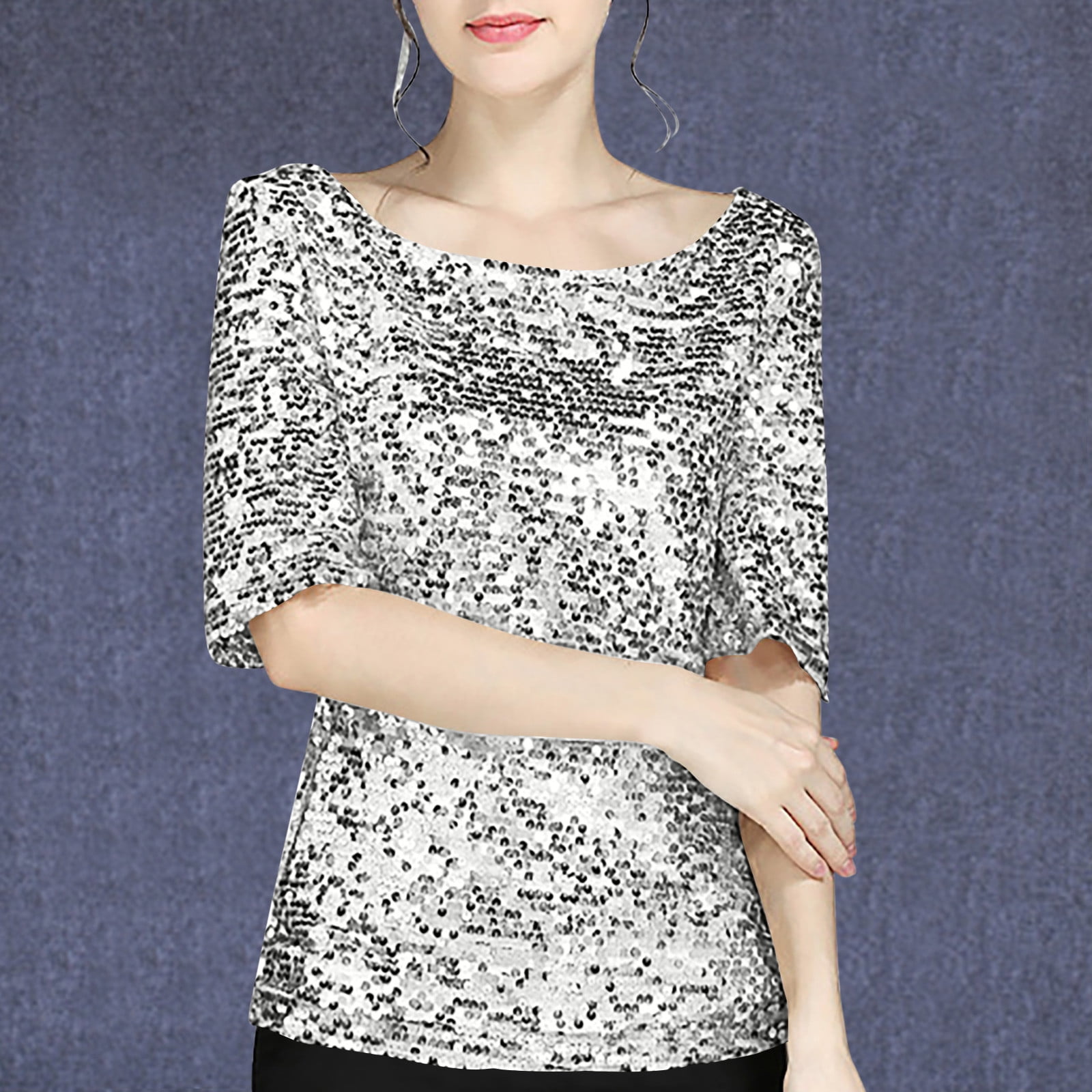 iHengLiXing Plus Size Womens Tops Dressy Casual Spring Women Sequin ...