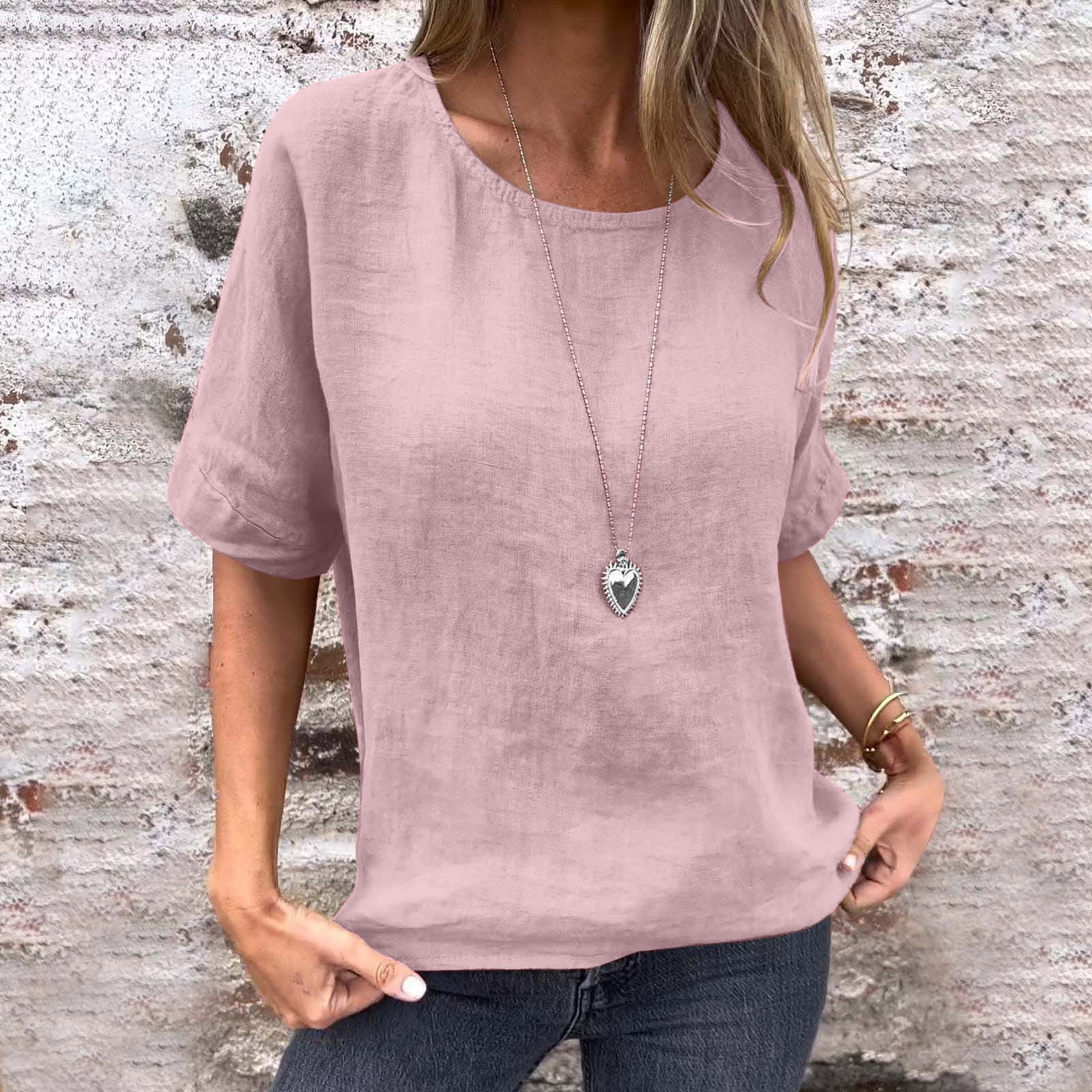 iHengLiXing Spring Tops for Womens Dressy Casual Women Solid Color ...