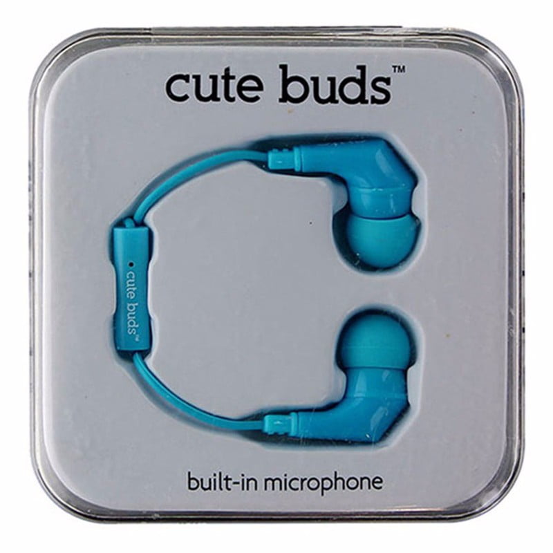 iHip Cute Buds Earbuds with Built-in Microphone / Pause/Play - Aqua ...