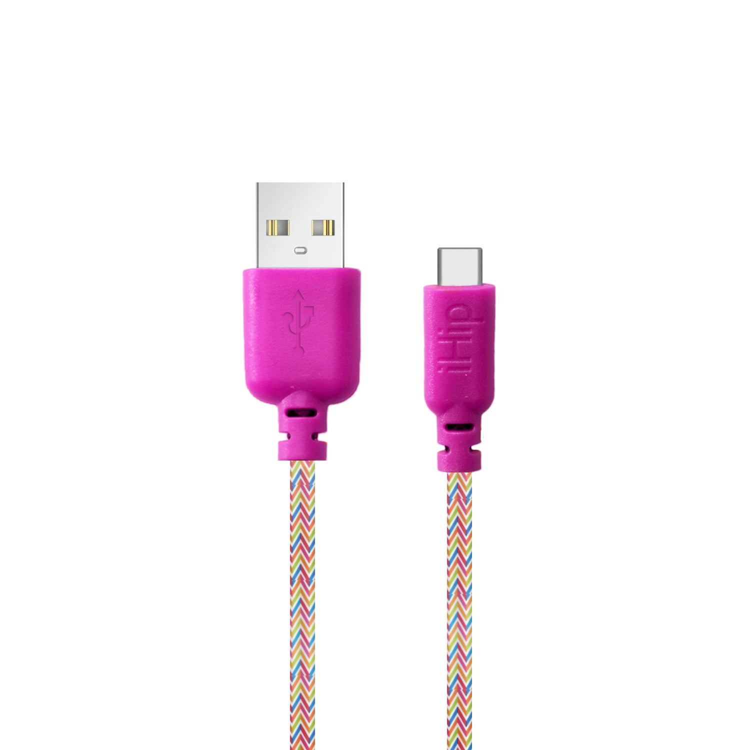 iHip Cute Cords 10ft Rainbow Braided Cable Type-C USB Sync Fiber Finish ...
