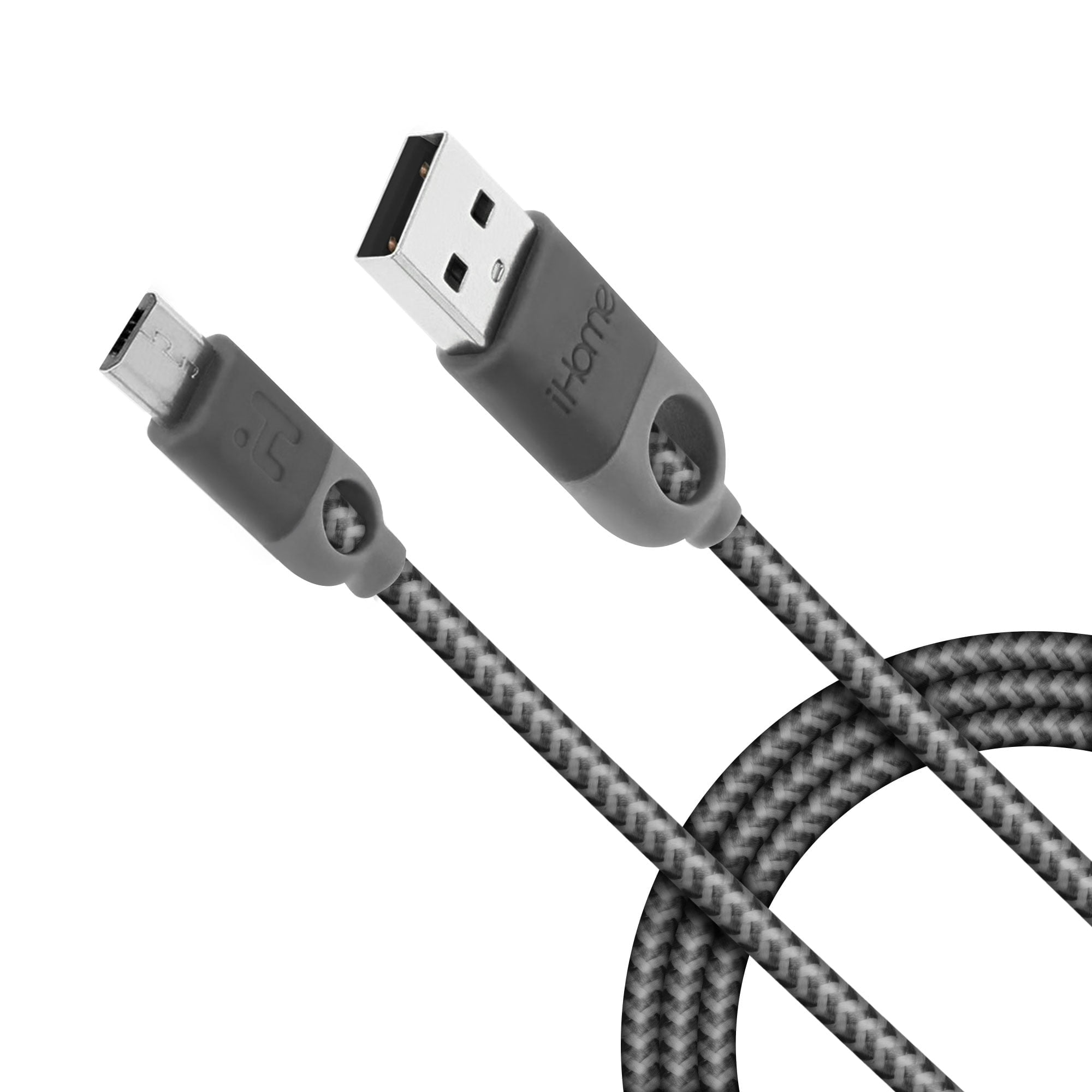 iHome 10ft USB-A to Micro USB Cable, Heavy-Duty Nylon Braid, Reinforced ...