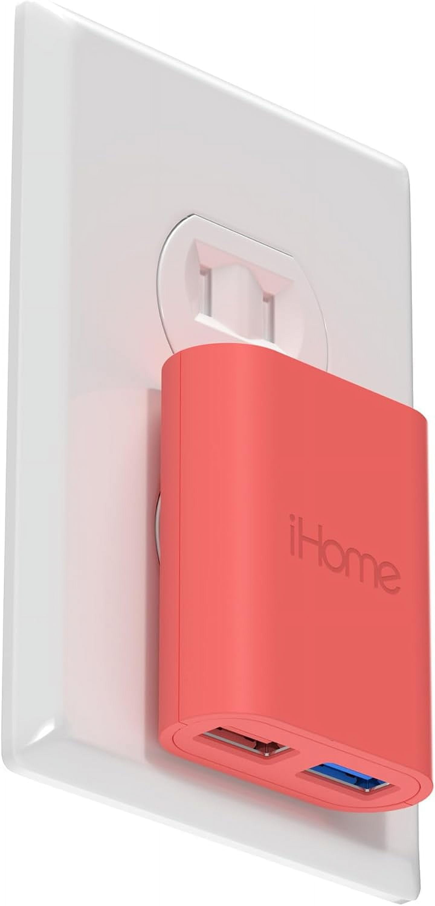 iHome AC Pro USB Wall Charger, Compact 2-Port Adapter, Foldable Phone ...