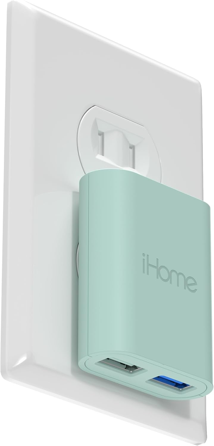 iHome AC Pro 2-Port USB Wall Charger, Flat Plug Adapter, Phone Charging ...