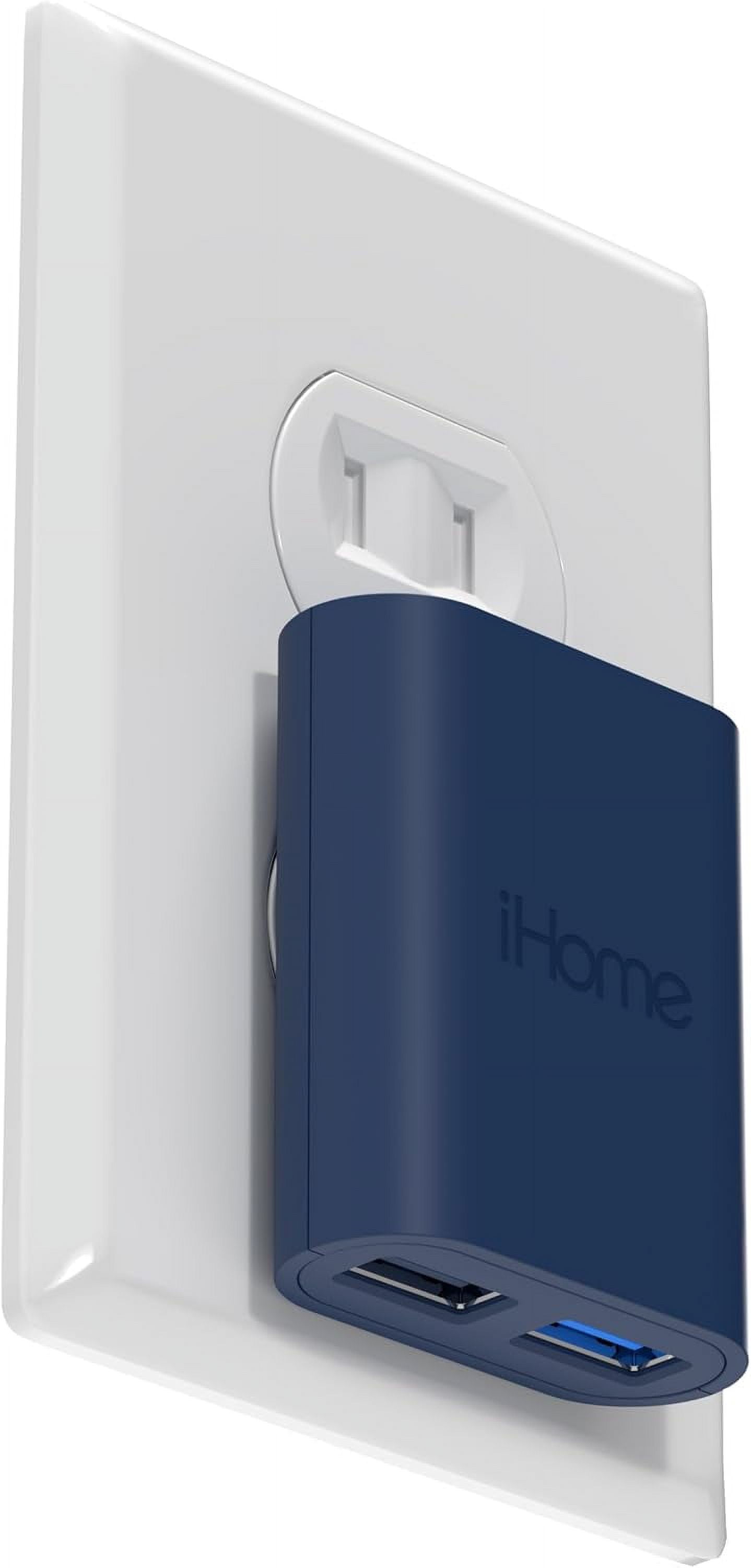 iHome AC Pro 2-Port USB Wall Charger, Flat Plug Adapter, Phone Charging ...