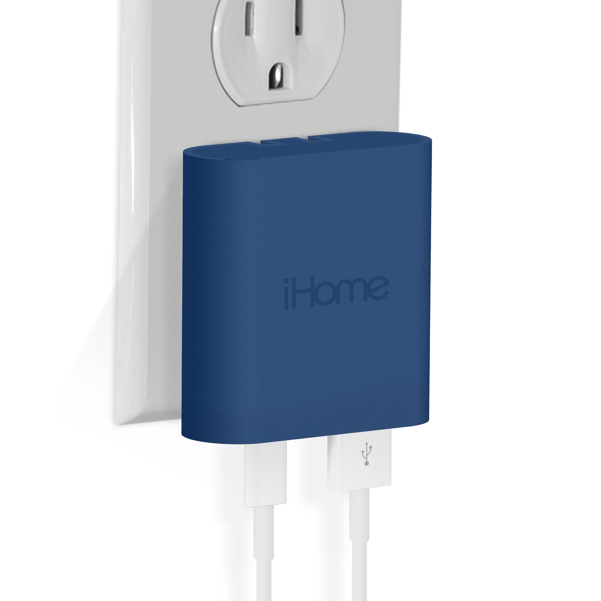 iHome 20 Watt USB-C & USB-A Dual Port Wall Charger with Folding Prongs ...