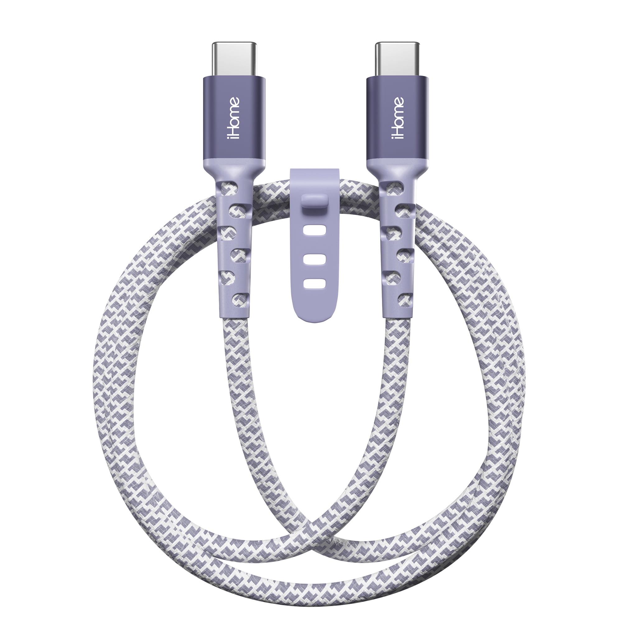 iHome 6' USB-C to USB-C Cable, Nylon with Wrap, Purple - Walmart.com