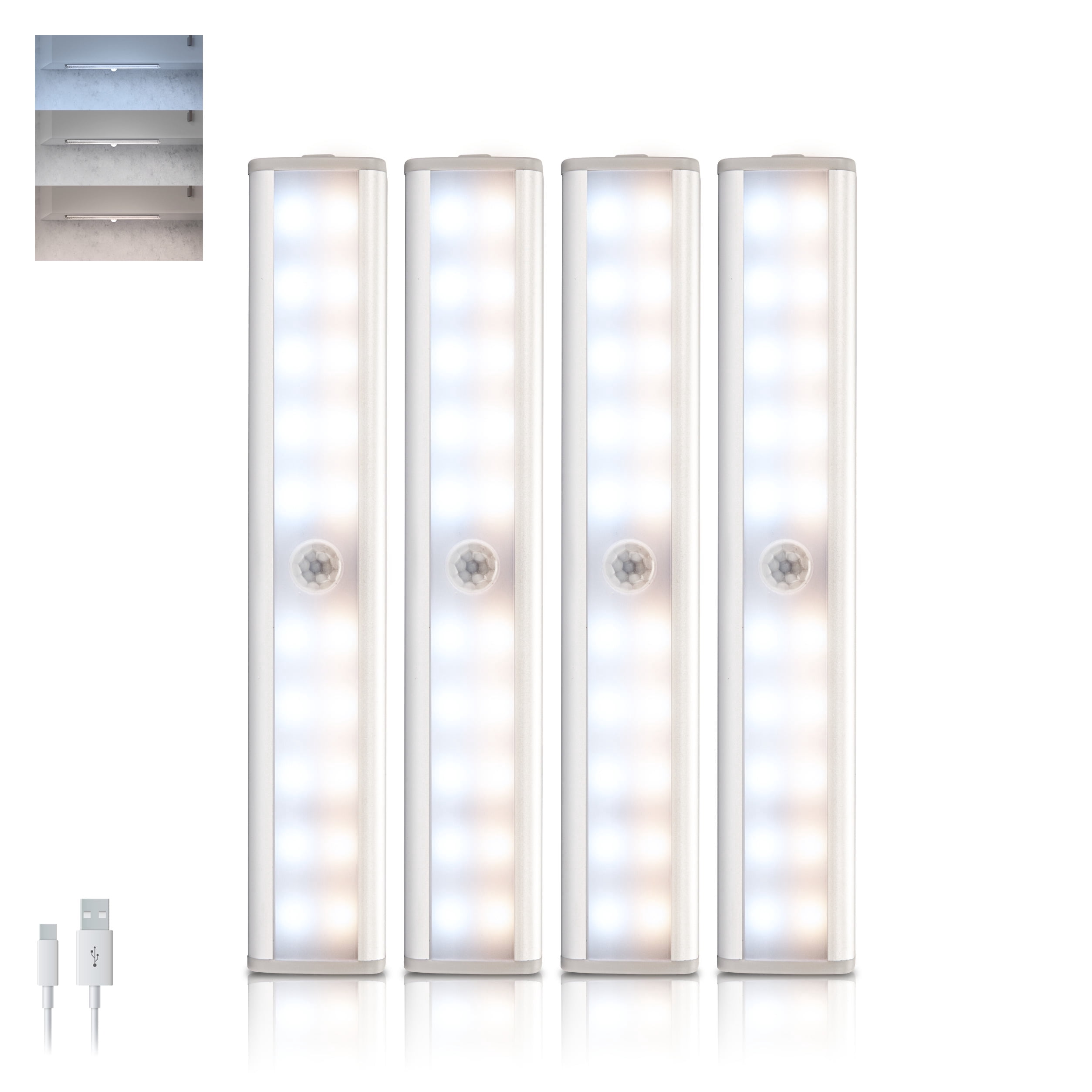 iHome 7" Auto Sensing LED Light Bar 4-Pack, Motion-Activated, Two-Tone ...