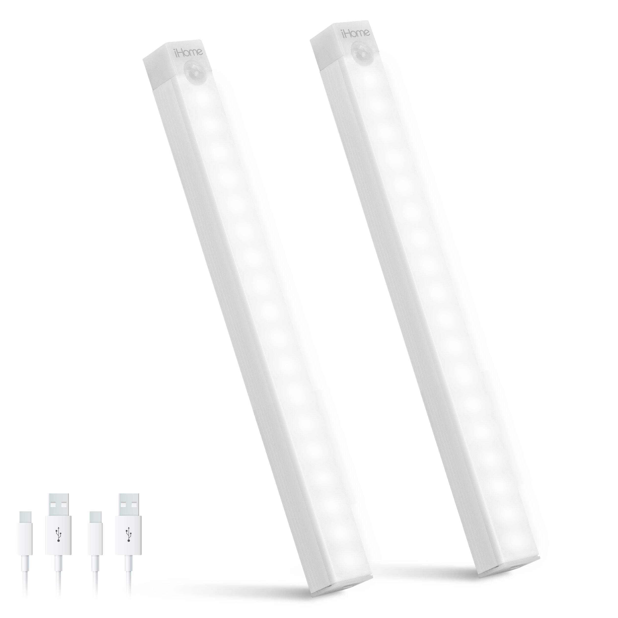 iHome 8" Rechargeable Motion Sensing LED Light 2-Pack, 3000K Warm Light ...