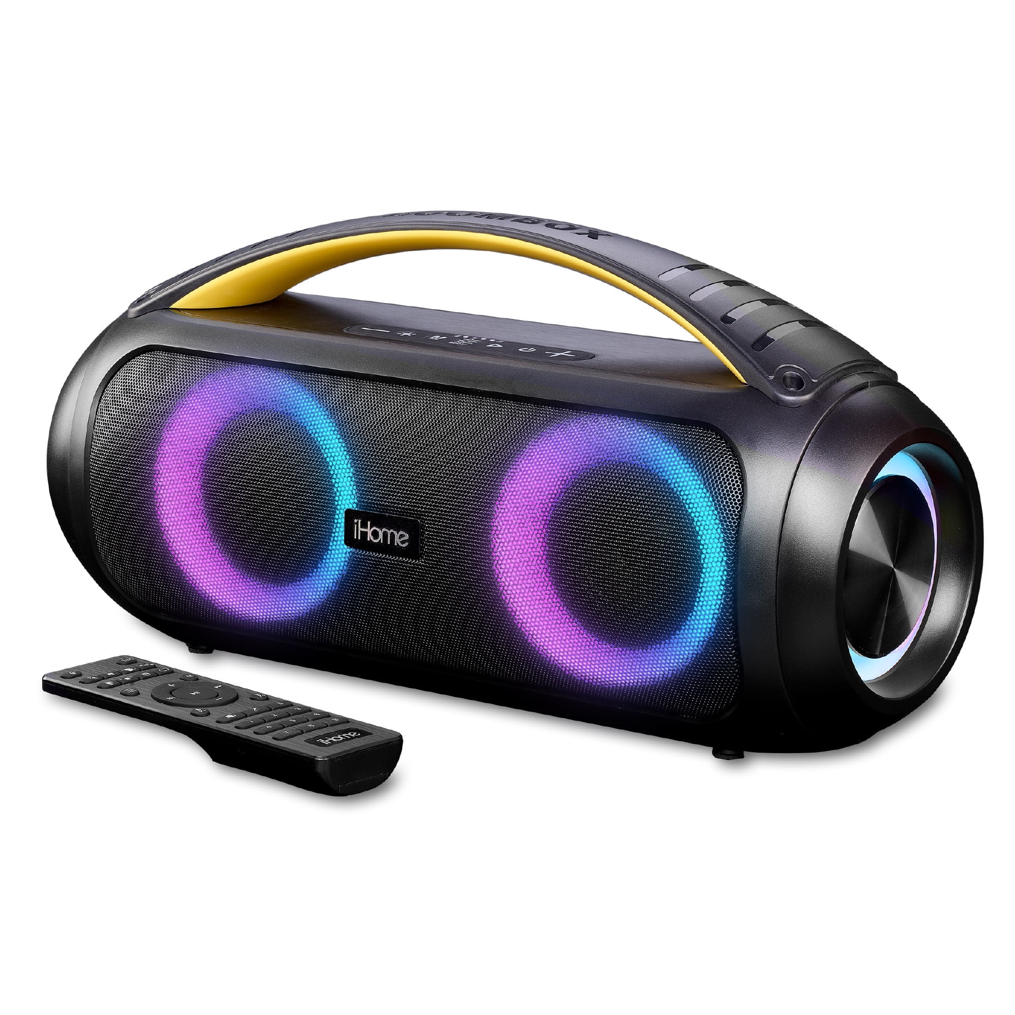 iHome Bluetooth Speaker Boombox with FM Radio, Color Changing Lights and Remote Control ...