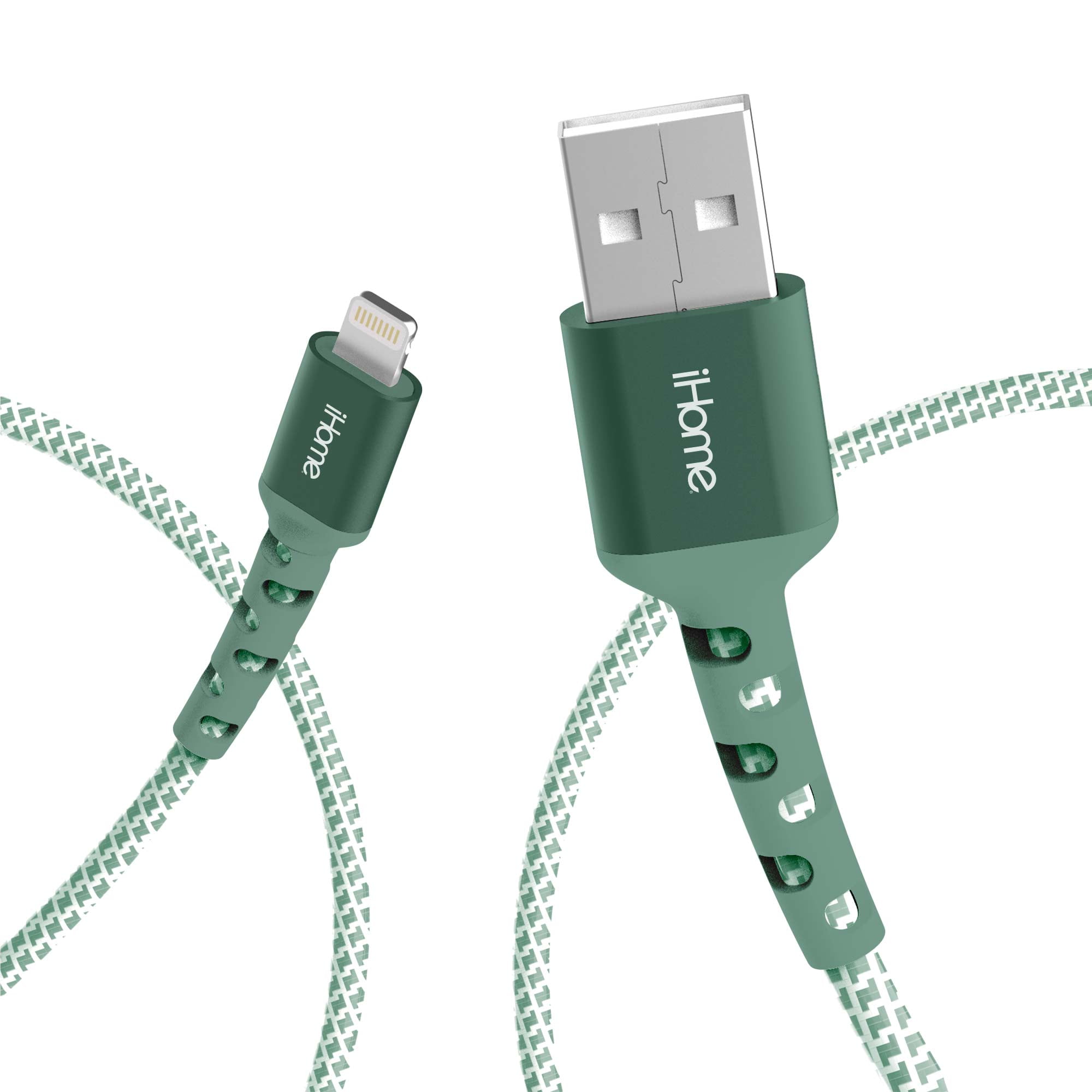 iHome Fabric Braided Lightning to USB Cable, Green, 6' - Walmart.com