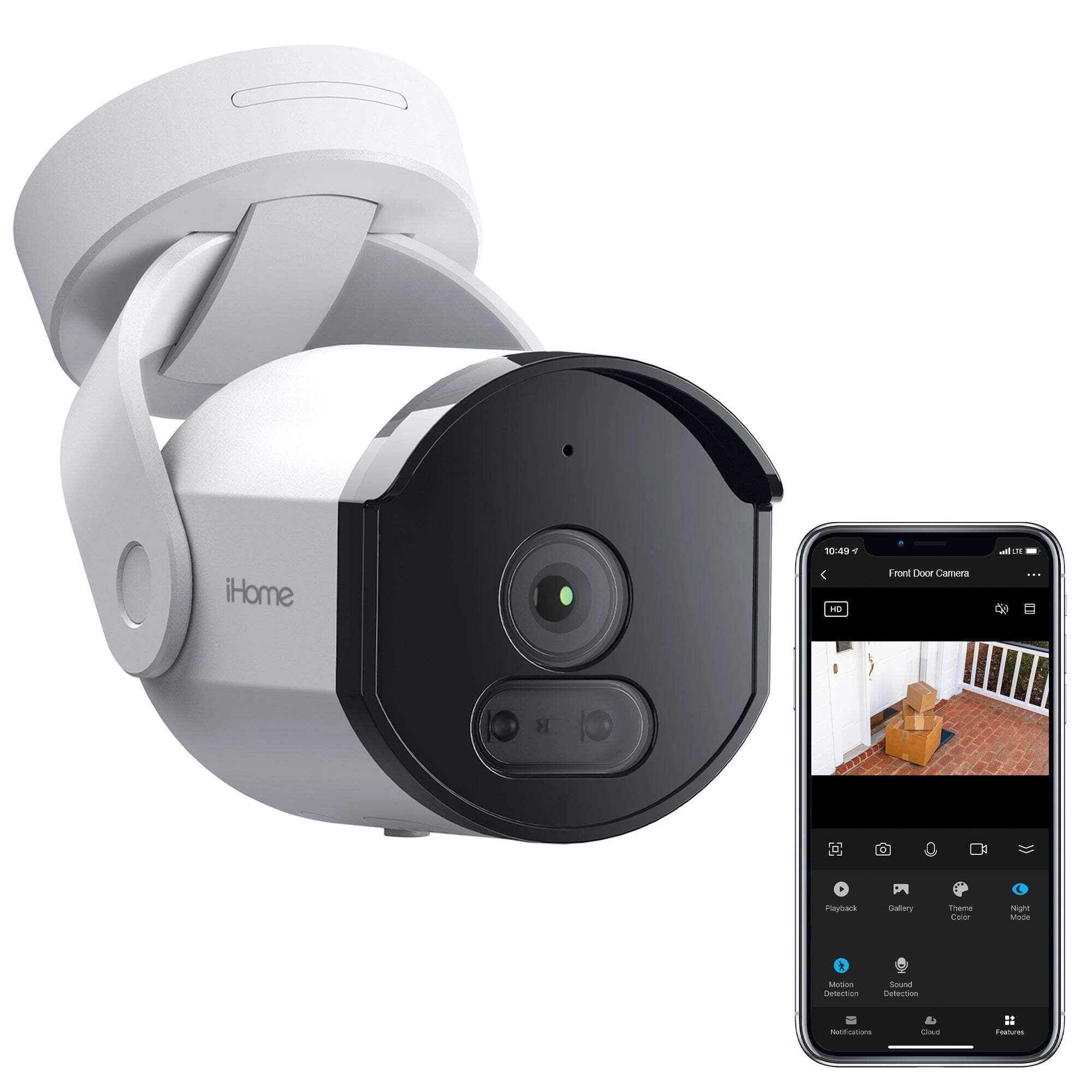 iHome Insight Wireless Outdoor Security Camera: Smart 1080p, IP65 ...